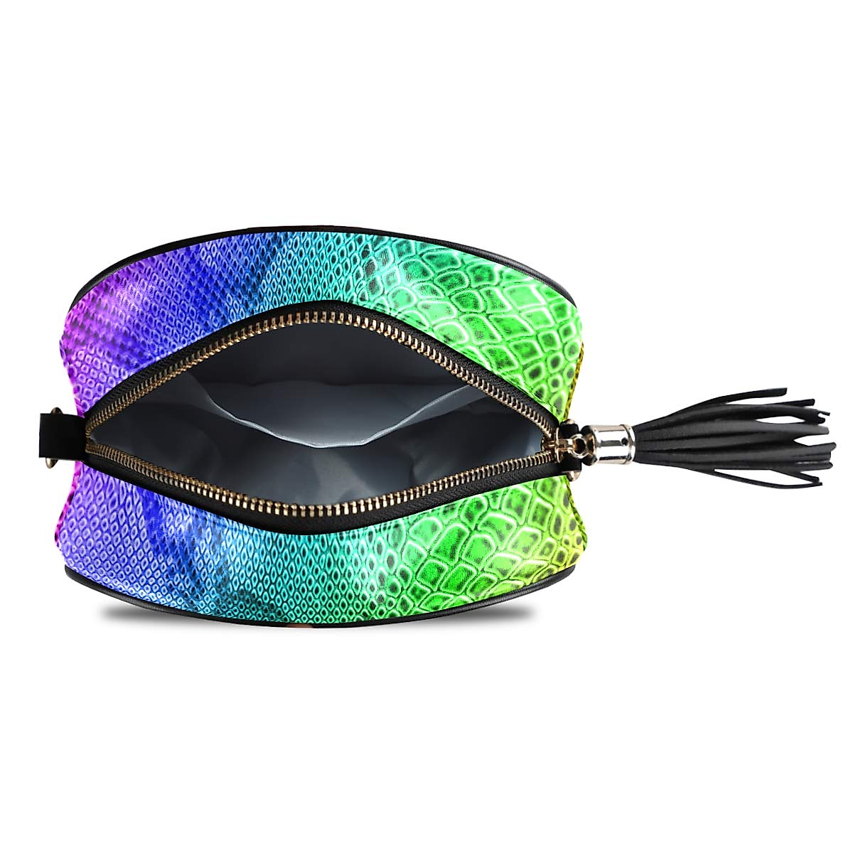 ALAZA Women's Snake Skin Rainbow Color PU Leather Crossbody Bag Shoulder Purse with Tassel