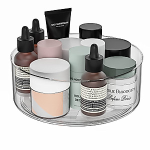 G.a HOMEFAVOR 2 Pack Lazy Susan 9" Clear Plastic Turntable Organizer Rotating Spice Rack Kitchen Storage Cosmetic Makeup Organizers for Pantry, Countertop, Fridge, Shelf, Vanity, Bathroom