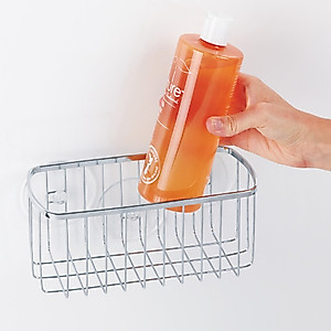 InterDesign Suction, Rectangle Basket, Polished Stainless Steel