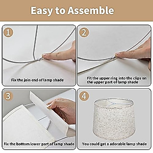 PORRUNNY Lamp Shades Set of 2 Drum Lamp Shades for Table Lamps and Floor Lamps with 2 PCS 7 inch Harp, Medium Fabric Lampshades, Beige Lampshades Natural Linen Hand Crafted (10 x 12 x 8inch)