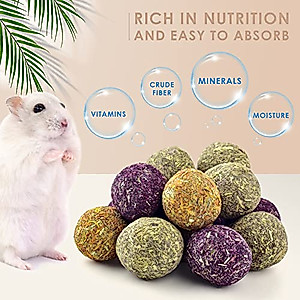 Bissap Bunny Chew Toys 15PCS, 100% Natural Flowers Flavored Timothy Hay Balls Rabbit Chew Treats for Hamster Guinea Pigs Rats Chinchillas Gerbils and Other Small Animals Teeth Care