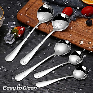 Set of 9, Stainless Steel Round Soup Spoons, SourceTon 3 Sizes of Soup Spoons, Use for Home, Kitchen or Restaurant- 7.5 Inch, 6.6 Inch, 6.3 Inch