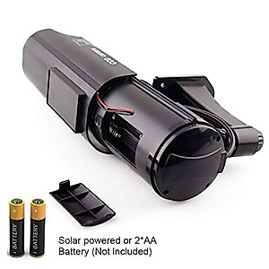 YSUCAU Solar Powered Bullet Dummy Fake Simulated Surveillance Security CCTV Dome Camera Indoor/Outdoor Use with Flashing Red LED Light & Warning Security Alert Sticker Decal, 2 Packs, Black