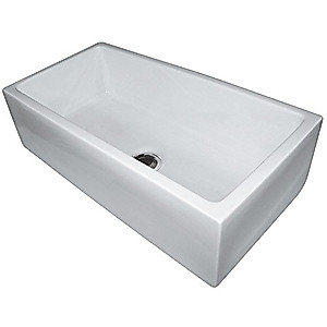 ALFI brand AB3618HS-W 36" Smooth Apron Single Bowl Fireclay Farm Sink, White