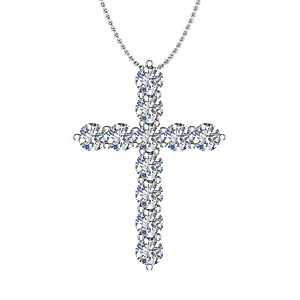 FINEROCK 2 Carat Diamond Cross Pendant Necklace in 14K White Gold (Silver Chain Included)