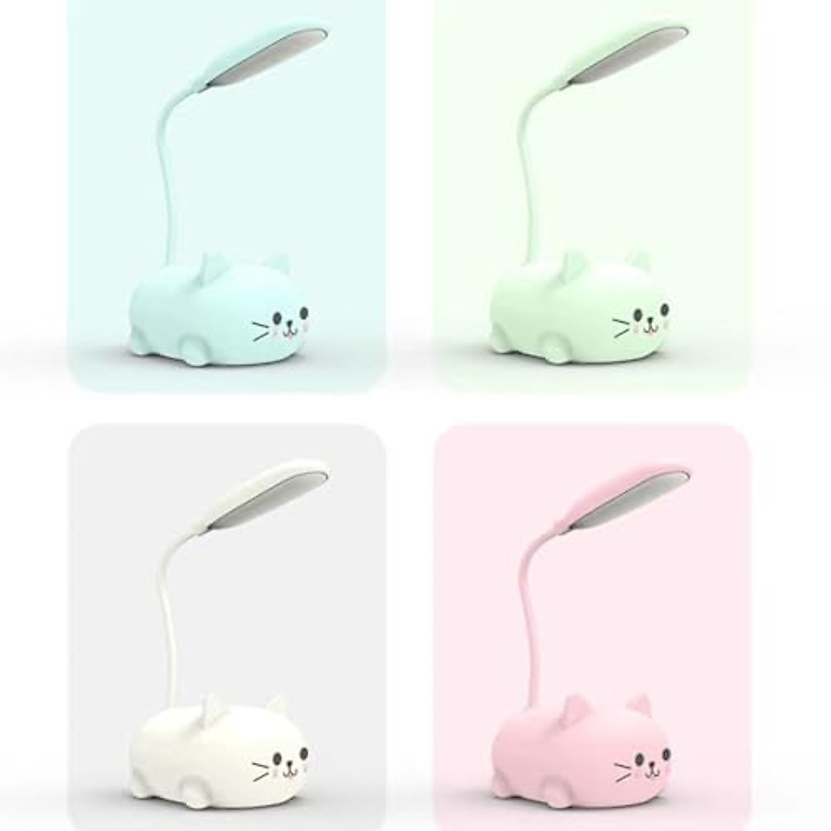 Desniltol LED Kids Lamp, Mini Cat Table Lamp, Portable LED Night Light, Cute Desk Lamp, Foldable USB Rechargeable Reading Light Children's Bedroom (Pink)