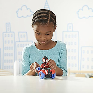Spider-Man Marvel Spidey and His Amazing Friends Miles Morales Action Figure and Techno-Racer Vehicle, for Kids Ages 3 and Up