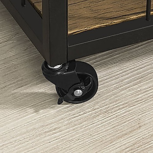 Haotian FKW56-N, Bar Serving Cart, Home Myra Rustic Mobile Kitchen Serving cart with Removable Tray, Industrial Vintage Style Wood Metal Serving Trolley (Brown)