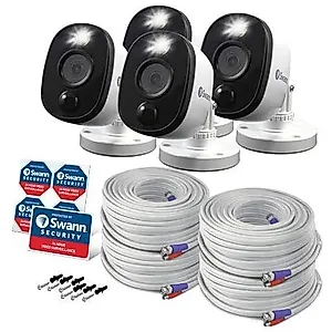 Swann SRPRO-4KWLBWB4 4 Pack of SWPRO-4KWLB Cameras, Warning Light, Siren, 4K, BNC, Works on DVR-5580 and DVR-5680 only