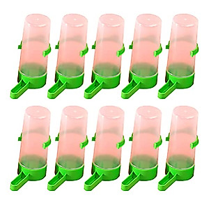 Scicalife 10PCS Bird Water Dispenser for Cage - Birds Feeder Drinker Waterer Clip with Automatic Drinking Water Sprinkler Proof Bird Cup for Parrots Budgie Cockatiel Lovebirds L
