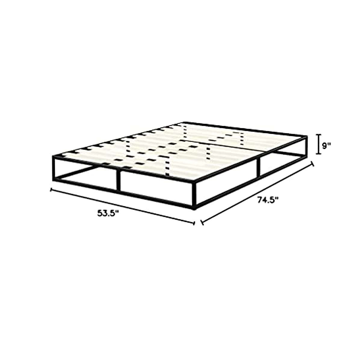 Olee Sleep 9 Inch Modern Metal Platform Bed Frame/Wooden Slats/Mattress Foundation/Wood Slat Support/No Box Spring Needed, Full, Black