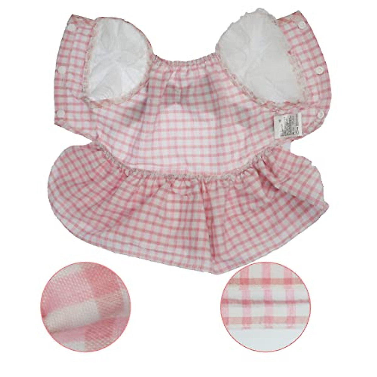 Toysructin Pet Dress Girl with Bow, Sweet Plaid Dog Princess Dresses Comfy Lace Sleeves Dogs Clothes for Spring Summer Autumn, Cute Cat Dog Skirt Thin Puppy Skirts Apparel for Small Medium Large Pets