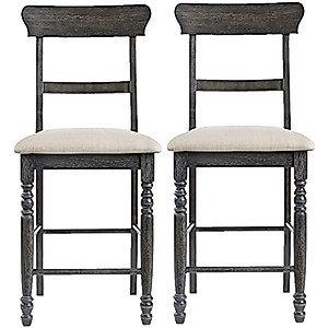 Progressive Furniture Muse Ladder-back Counter Chair (2/Ctn), Upholstered, Weathered Pepper