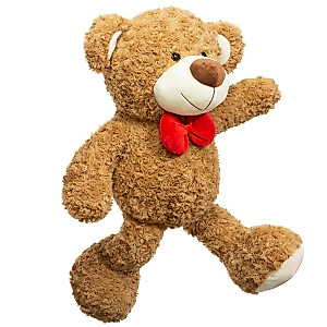 BEJOY Teddy Bear Stuffed Animal Plush Bear with Red Bow and Hearts Valentine’s Day Gift, 24 inch Brown