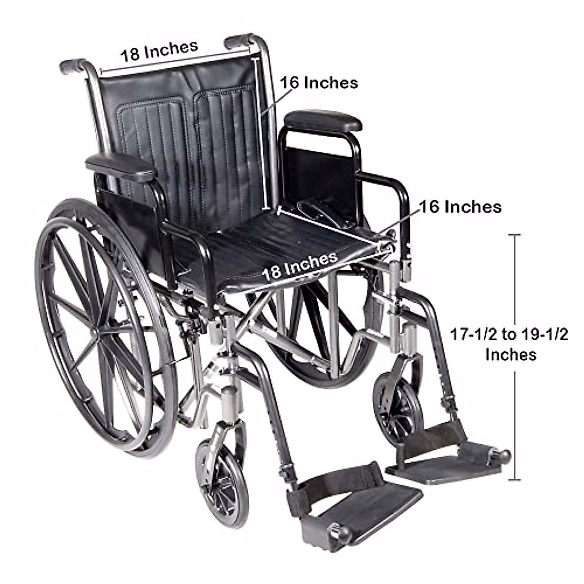 McKesson Wheelchair, Swing Away Foot Leg Rest, Desk Length Arms, 18 in Seat, 300 lbs Weight Capacity, 1 Count
