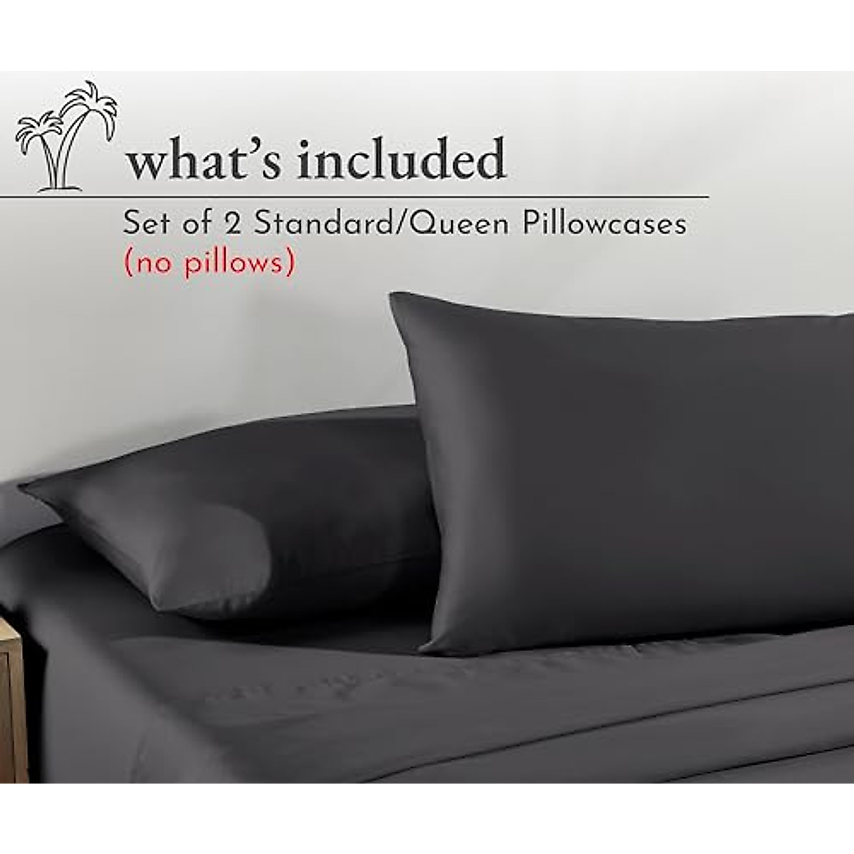 California Design Den 100% Cotton Pillow Cases Standard Size Set of 2, Soft & Cooling Sateen Weave Pillow Cases Queen (Charcoal Gray)