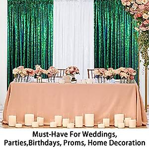 Iridescent Green Sequin Curtains 2 Panels 4x10ft Sequin Fabric Backdrop Multicolor Fabric Liner Christmas Backdrop for Happy Birthday Backdrop Background 10FT Backdrop Green Photography Background