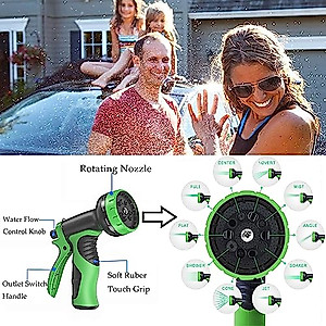 Expandable Garden Hose 100 ft Water Hose with 3 Layer Latex Core, 3/4" Solid Brass Fittings, 10 Function Spray Nozzle, flexible garden hose for Watering and Cleaning, Green