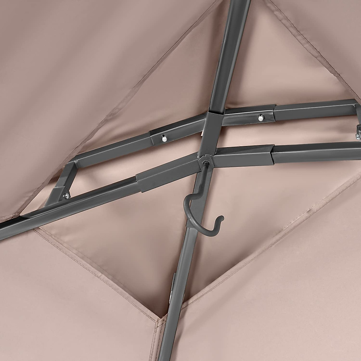 Warmally 8'x5' Grill Gazebo Canopy, Outdoor BBQ Gazebo with Hooks, Bottle Opener and 2 Led Lights, Double Tiered Patio Shelter Tent for Barbecues and Picnics (Beige, Straight Top)