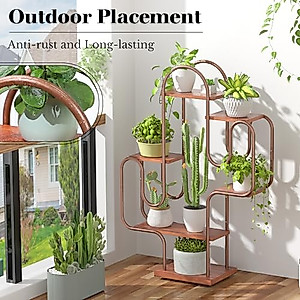 Tikea Cactus Plant Stand Indoor, Corner Plant Shelf for Indoor Plants Multiple, 6 Tiered Metal Plant Pot Stand, Home Decor for Balcony Living Room (Bronze)