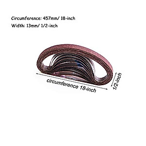 Aiyard 1/2 x 18 Inch Aluminum Oxide Sanding Belts, 40/60/80/120/180/240 Assorted Grits Abrasive File Belts for Air Belt Sander, 24-Pack