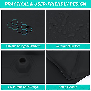 Under Sink Mat, 34" x 22" Under Sink Mats for Kitchen Waterproof, Bathroom Tray with Drain Hole, Under Sink Liner as Protect for Drips Leaks Spills Tray, Black