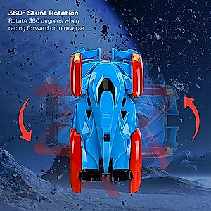 TOY Life Super Hero Man RC Car - Wall Climbing Remote Control Car for Boys 4-7 - 360° Rotating Stunt RC Car - Car Toys for 4-7 Year Old Boy, Superhero Kids Toys (Blue-red)