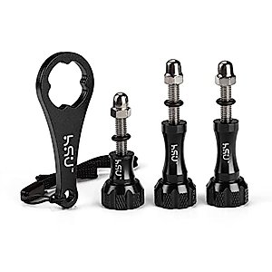 HSU Aluminum Thumbscrew Set + Wrench for Gopro Session,Hero 11, 10, 9, 8, 7, 6, 5, 4, 3, AKASO Campark and Other Action Cameras (Black,3Pcs)