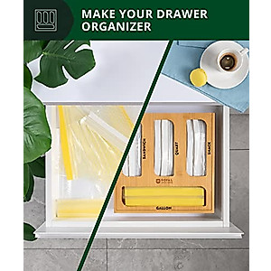 ROYAL CRAFT WOOD Bamboo Ziplock Bag Storage Organizer - Food Storage Bags Container with Slider - Kitchen Plastic Bags Storage Organization Compatible for Sandwich & Snack Bags
