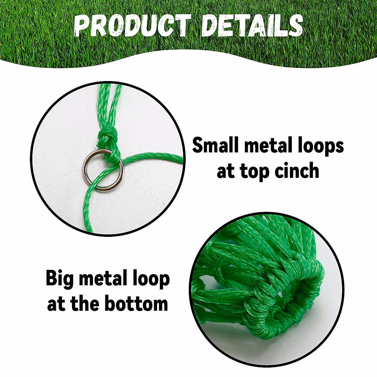 Audoloku Slow Hay Feeder Net with Bottom Ring Hay Bags for Horses Goats 40" Length with 2" Holes Feed Storage Hanging Bag for Stalls Livestock Feeding Supplies