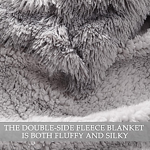 Exclusivo Mezcla Fuzzy Faux Fur Throw Blanket, Reversible Shaggy Sherpa Fleece Blankets,Fluffy Plush Warm Throws for Couch, Bed, 50x60 inches, Dark Grey