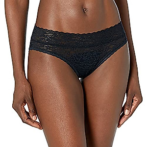 Amazon Essentials Women's Lace Stretch Bikini Brief Underwear, Pack of 4, Black, Medium