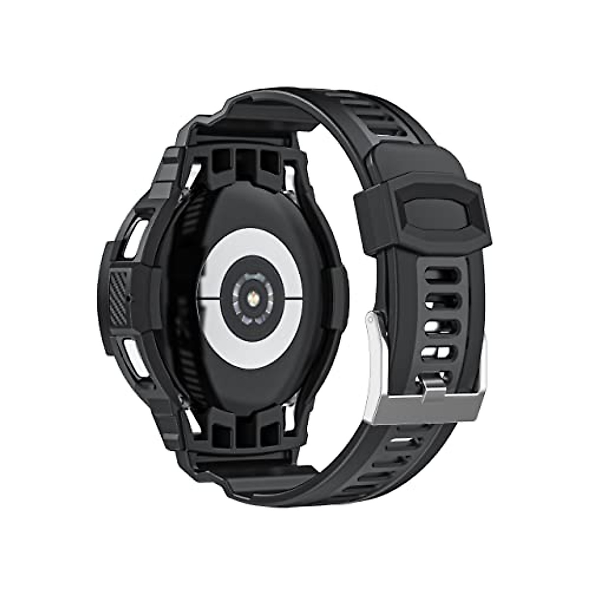 VeveXiao Rugged Case Band for Samsung Galaxy Watch 4 Classic 46mm Band with Bumper Accessories, Galaxy Watch 4 Classic 42mm Replacement Strap for Men Women, Galaxy Watch 4 Classic 46mm, black