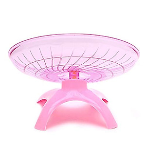 POPETPOP Flying Saucer Wheel Spinner Non Slip Run Disc for Hamsters Hedgehogs Small Pets Exercise Wheel (Pink)