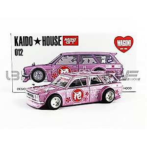 Truescale Miniatures 1971 Datsun 510 Wagon Hanami V1 Pink (Designed by Jun Imai) Kaido House Special 1/64 Diecast Model Car by True Scale Miniatures KHMG012