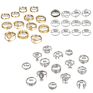 YOOESTORES82 Knuckle Rings Set for Women Vintage Stackable Rings Set Boho Joint Finger Rings Gold Silver Midi Rings Rhinestone Stacking Rings (40Pcs)