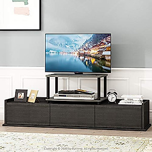 FURINNO Turn-N-Tube No Tools 2-Tier Elevated TV Stand, French Oak Grey/Black