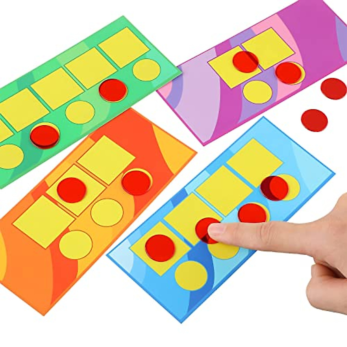 hwojjha Sound Box Mats and Chips 24 Pcs Dry Erase Mats and 84 Pcs Chips Phonemic Awareness Phonics Games Reading Games Sound Box Mats and Chips (Bright Style,Cardboard)