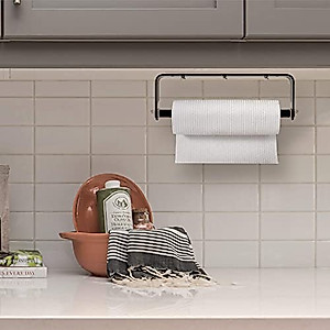 ORLESS Adhesive Paper Towel Holder Under Cabinet & Wall Mount, No Drilling Suitable for Kitchen Bathroom - Black