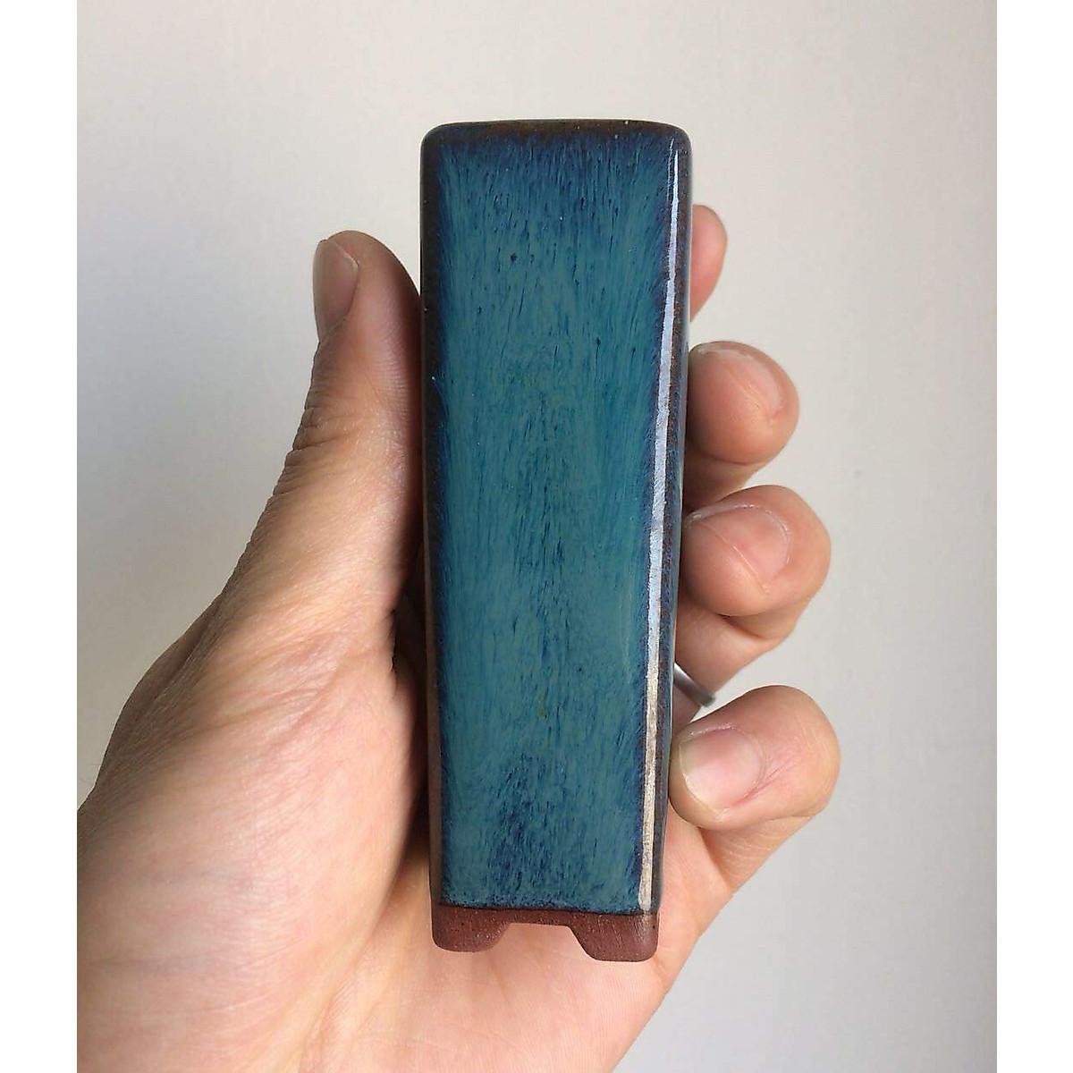 LOOPIG Square Cascade Chinese Yixing Mame Glazed Bonsai Pot 3.2x3.2x9.7cm