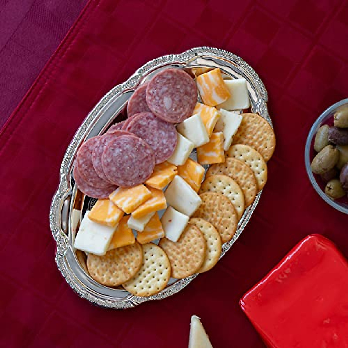 Sterlingcraft Silver Finish Serving Tray, 9 x 6 inches, 7 1/4 X 4 1/4 Serving Area