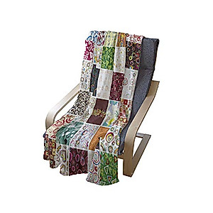Ambesonne Retro Throw Blanket, Big Patchwork of Different Patterns Traditional Classical Old Fashioned, Flannel Fleece Accent Piece Soft Couch Cover for Adults, 70" x 90", Multicolor