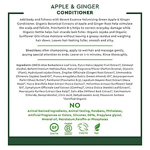 Desert Essence, Thickening Conditioner, Green Apple and Ginger, Vegan, 8 oz