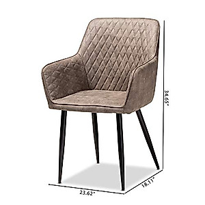 Baxton Studio Belen Dining Chair Set and Dining Chair Set Grey and Brown Imitation Leather Upholstered 2-Piece Metal Dining Chair Set