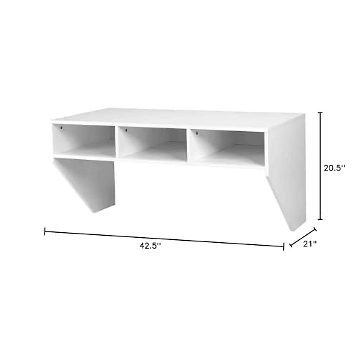 WATERJOY Wall Mounted Desk Computer Desk Floating Table, Home Office Working Desk, Wall Mounted Console Workstation Laptop PC Table with Storage Shelves White
