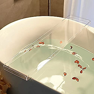 Bathtub Tray, NEWRAIN Clear Acrylic Bath Tub Tray Table for Luxury Bathroom,Bath Caddy Tub Table, Bathtub Accessories & Bathroom Gadgets