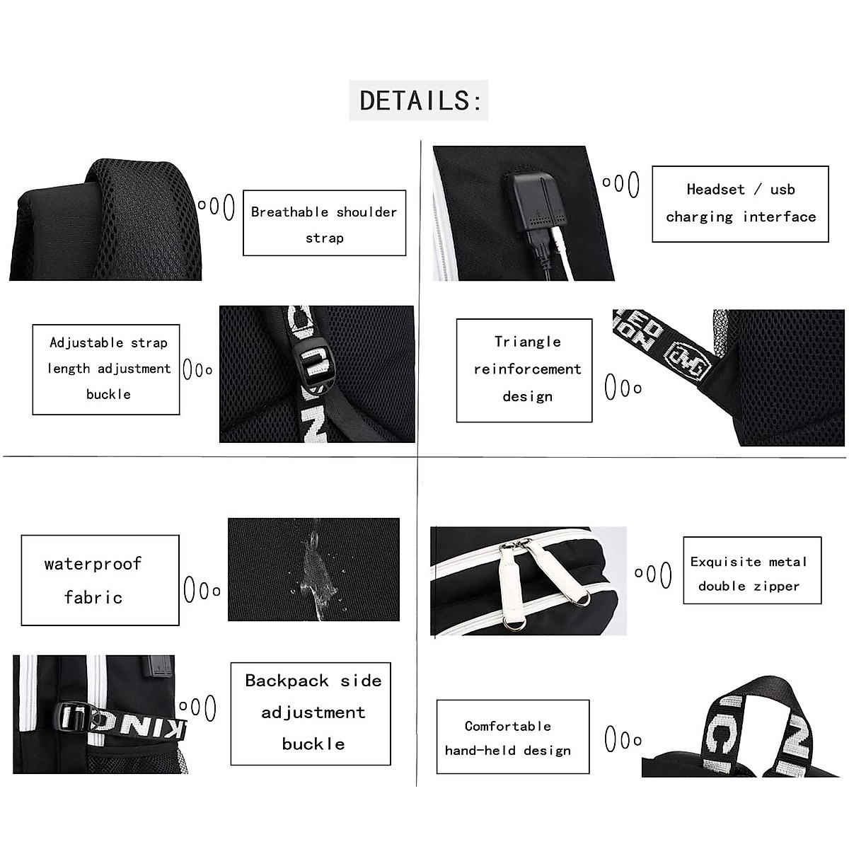 TIMMOR MAGIC Anime Baki Backpack with USB Charging Port, Schoolbags Bookbags.(Black4) One Size