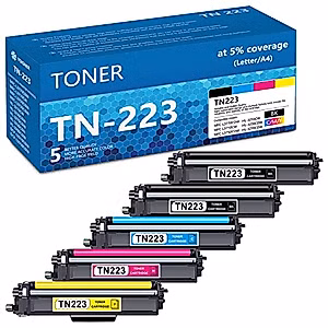 YOISNER TN-223 TN223 Toner 2 Black 1 Cyan 1 Magenta 1 Yellow Compatible TN 223 Toner Cartridge Replacement for Brother HL-3210CW MFC-L3770CDW MFC-L3710CW MFC-L3750CDW MFC-L3730CDW Printer 5 Pack