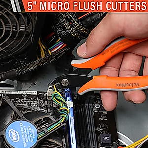 ValueMax Flush Wire Cutters, 3 Pack 5 Inch Precision Micro Cutter Anti-Slip Flush Cut Pliers, Diagonal Side Cutters for Electronics, Aluminum, Jewelry, 3D Printing, and Soft Copper Wire