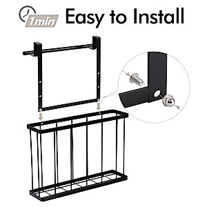 KES Cabinet Door Organizer with Towel Bar, Kitchen Cabinet Organizer with Towel Holder Cutting Board Organizer for Kitchen, Over The Cabinet Door Organize with Towel Rack Matte Black, KUR520-BK